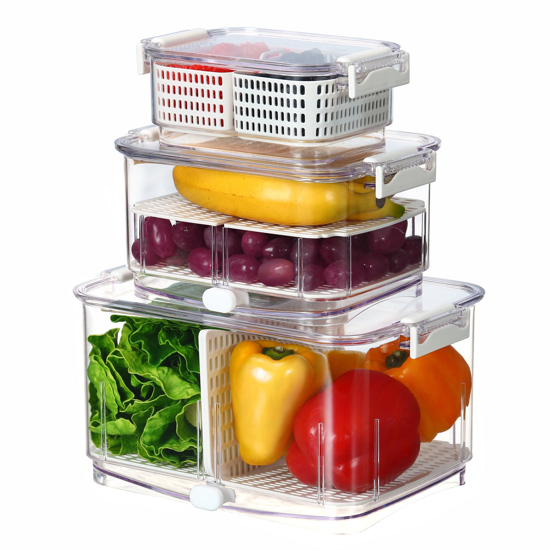 Felli Duo Fresh Longer Produce Saver for Fridge Storage Container Set