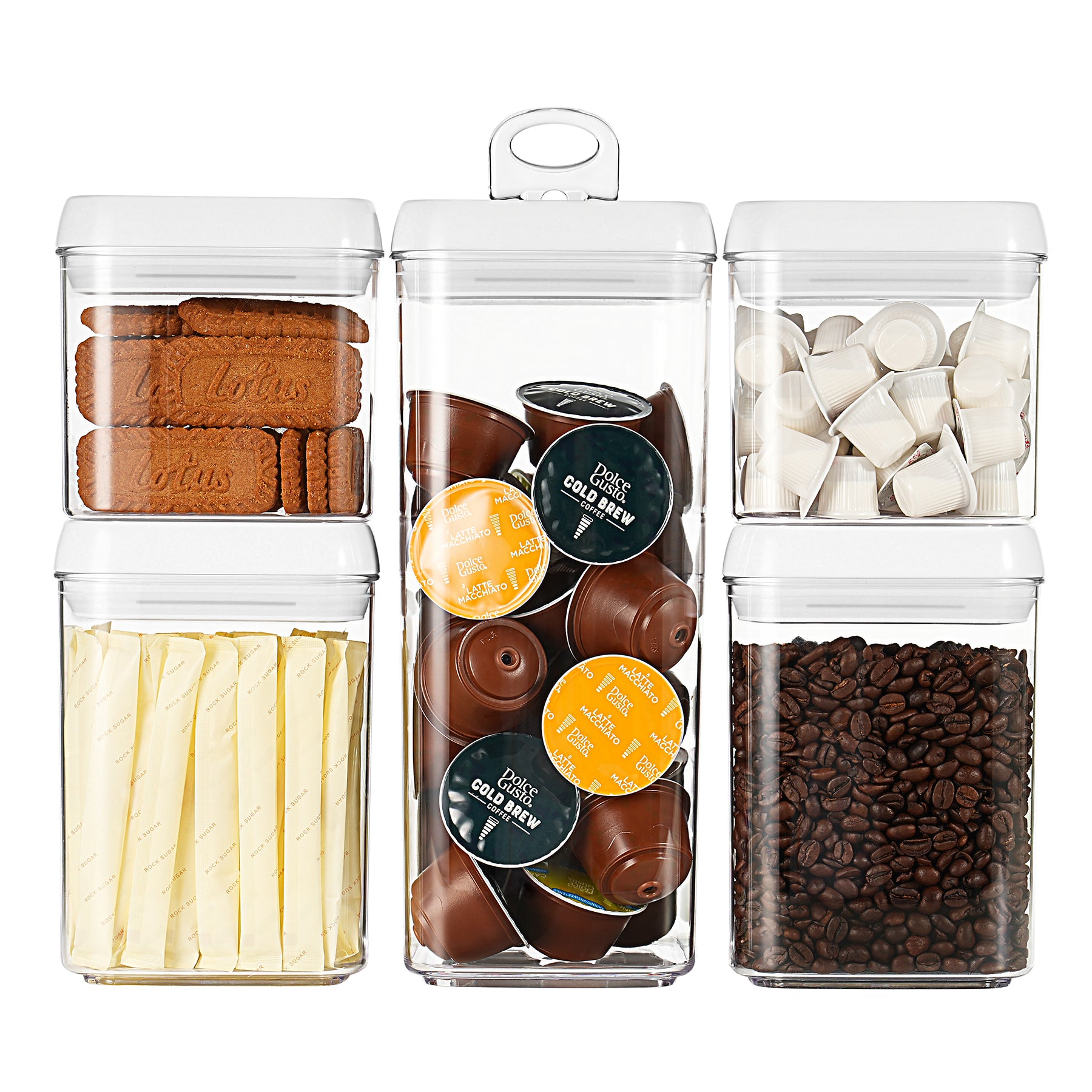 Felli Flip Tite Acrylic Storage Container - 5" LARGE Variety 5pk Set