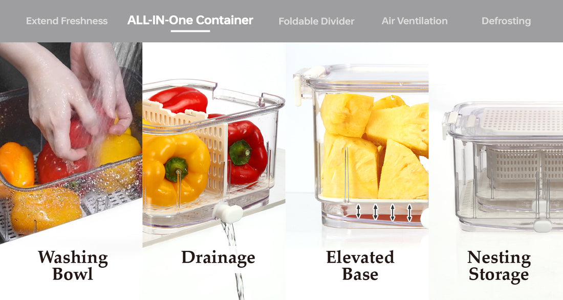 Felli Fresh Longer Produce Saver - Vegetable Container - Large 5.0qt / 4.8L