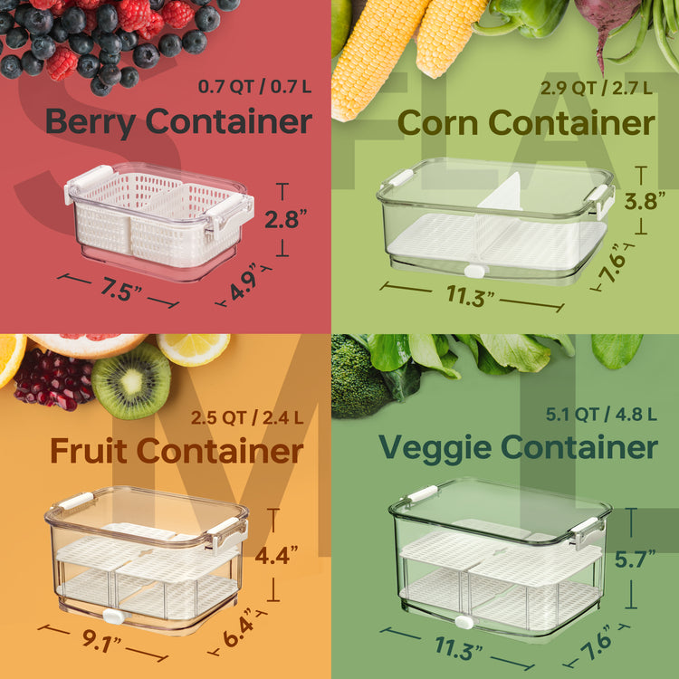 Felli Fresh Longer Produce Saver - Vegetable Container - Large 5.0qt / 4.8L